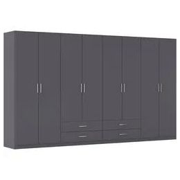 Dreht&uuml;renschrank Rauch "Kleiderschrank Garderobe GAMMA Breiten 91/136/181/226/271/315/360 cm", graumetallic, griffe chrom, B:360cm H:210cm T:54cm, Holzwerkstoff, Schr&auml;nke, Dreht&uuml;renschrank, mit Schubladen, verschiedene Griff-Varianten TOPSELLER MADE IN GERMANY