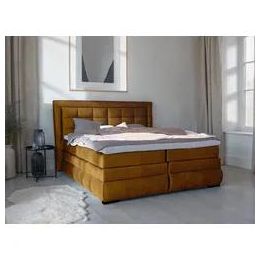 Boxspringbett OTTO HOME "MIVVA inkl. Bettkasten & Topper, Komfortliegeh&ouml;he: 67 cm", gold, B:204cm L:215cm, Holz teilmassiv, Holzwerkstoff, Spanplatte, Komplettbetten, Boxspringbett, in H3, H4 oder Hmix H3/H4, wahlweise mit oder ohne LED-Leuchten