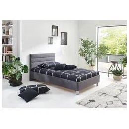 Polsterbett, grau (anthrazit), B:130cm L:210cm, Bezug: Microvelours (100% Polyester);Bonnell-Federkern-Matratzenbezug: 100% Polyester;Kaltschaum-Matratzenbezug: Frottee 100% Polyester, Bezug abnehm- und waschbar bis 60C, Westfalia Schlafkomfort, Betten, Polsterbett