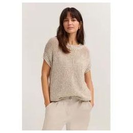 Pullunder Bugatti, Damen, Gr. XL, 50, beige, Sweatware, 48% Leinen, 35% Baumwolle, 17% Polyamid, unifarben, regular fit, Rundhals, Pullover Pullunder, aus Leinen-Baumwoll-Mix mit Rundhals