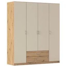 Dreht&uuml;renschrank Rauch "Kleiderschrank Garderobe GAMMA Breiten 91/136/181/226/271/315/360 cm", eiche artisan, beige (champagner), griffe alu, B:181cm H:210cm T:54cm, Holzwerkstoff, Schr&auml;nke, Dreht&uuml;renschrank, mit Schubladen, verschiedene Griff-Varianten TOPSELLER MADE IN GERMANY
