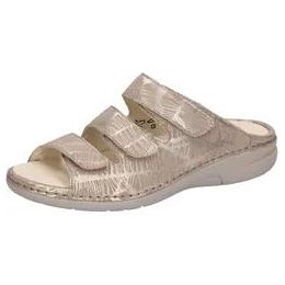 Waldl&auml;ufer Pantolette WALDL&Auml;UFER "Gunna", Damen, Gr. 8,5 (42,5), beige, Nubukleder, metallic, Schuhe Pantolette, Keilabsatz, Sommerschuh, Schlappen in bequemer Schuhweite G
