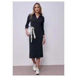 Midikleid Street One, Damen, Gr. 40, EURO-Gr&ouml;&szlig;en, shadowed navy, Stoff, 63% Polyester, 34% Viskose, 3% Elasthan, unifarben, comfort fit Midi, V-Ausschnitt, normaler Saum, Kleider Midikleid, in Unifarbe