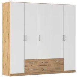 Dreht&uuml;renschrank Rauch "Kleiderschrank Garderobe GAMMA Breiten 91/136/181/226/271/315/360 cm", eiche artisan, alpinwei&szlig;, griffe chrom, B:226cm H:210cm T:54cm, Holzwerkstoff, Schr&auml;nke, Dreht&uuml;renschrank, mit Schubladen, verschiedene Griff-Varianten TOPSELLER MADE IN GERMANY