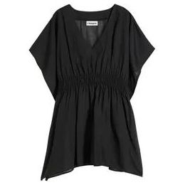 Longtunika bonprix, Damen, Gr. 48/50 (XL), schwarz, Obermaterial: 100% Polyester, figurumspielend, Tuniken Longtunika, luftiger Webstoff, transparente Optik, tiefer V-Ausschnitt