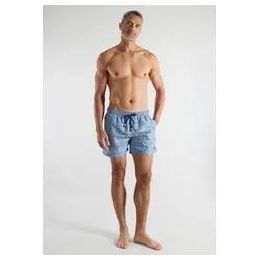 Badeshorts Bugatti, Herren, Gr. 7, N-Gr, blau, mittel, streifen, Popeline, Obermaterial: 100% Polyester, Badehosen Badeshorts, mit Logodruck, gestreift, mit Kordelzug, bequem