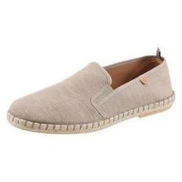 Slipper VERBENAS "TOM MALI", Herren, Gr. 43, natur, Textil, meliert, unifarben, Basic, Schuhe Slipper, Schlupfschuh, Urlaubsschuh, Flat mit Bast-Sohlenumrahmung