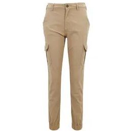 Cargohose Urban Classics "Urban Classics Damen Ladies High Waist Cargo Pants", Damen, Gr. 31, Normalgr&ouml;&szlig;en, softtaupe, 98% Baumwolle, 2% Elasthan, unifarben, normal, Hosen Cargohose