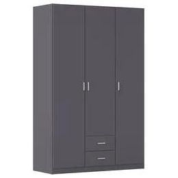 Dreht&uuml;renschrank Rauch "Kleiderschrank Garderobe GAMMA Breiten 91/136/181/226/271/315/360 cm", graumetallic, griffe alu, B:136cm H:210cm T:54cm, Holzwerkstoff, Schr&auml;nke, Dreht&uuml;renschrank, mit Schubladen, verschiedene Griff-Varianten TOPSELLER MADE IN GERMANY