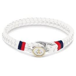 Lederarmband Tommy Hilfiger "NAUTICAL", wei&szlig;, edelstahlfarben, rot, blau, gelbgoldfarben, Armb&auml;nder, Herren, 19cm, Edelstahl Leder Nylon, Edelstahl, Leder, Nylon, Lederarmband