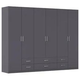 Dreht&uuml;renschrank Rauch "Kleiderschrank Garderobe GAMMA Breiten 91/136/181/226/271/315/360 cm", graumetallic, griffe chrom, B:271cm H:210cm T:54cm, Holzwerkstoff, Schr&auml;nke, Dreht&uuml;renschrank, mit Schubladen, verschiedene Griff-Varianten TOPSELLER MADE IN GERMANY