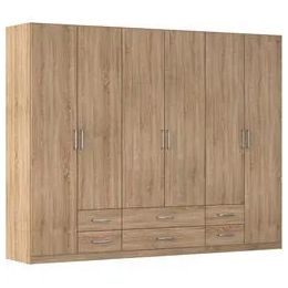 Dreht&uuml;renschrank Rauch "Kleiderschrank Garderobe GAMMA Breiten 91/136/181/226/271/315/360 cm", eiche sonoma, griffe chrom, B:271cm H:210cm T:54cm, Holzwerkstoff, Schr&auml;nke, Dreht&uuml;renschrank, mit Schubladen, verschiedene Griff-Varianten TOPSELLER MADE IN GERMANY
