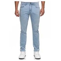 Regular-fit-Jeans INDICODE "INCoil", Herren, Gr. 28, L&auml;nge 34, deep dusk, Denim/Jeans, Obermaterial: 77% Baumwolle, 21% Polyester, 2% Elasthan, Abriebeffekte, regular fit kn&ouml;chellang, Jeans, Baumwollmischung, regular fit