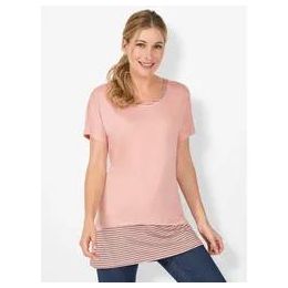 2-in-1-Shirt Casual Looks "Shirt + Top", Damen, Gr. 36, rosa (ros&eacute;), 95% Viskose, 5% Elasthan, gemustert, gestreift, mehrfarbig, unifarben, Rundhals, Shirts 2-in-1 Shirt