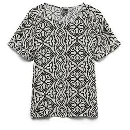 V&eacute;ro Moda Shirtbluse VERO MODA "VMMENNY LACE SS TOP WVN GA", Damen, Gr. L, birch aop:camille, Web, Obermaterial: 100% Viskose, bedruckt, regular fit normal, Rundhals, Blusen, Viskose, regular fit