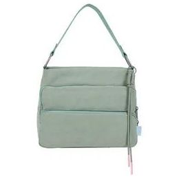 Schultertasche Fritzi aus Preussen "Donny Hobo", Damen, Gr. B/H/T: 17cm x 37cm x 29cm, gr&uuml;n, Baumwolle, unifarben, Taschen Schultertasche, mit aufgesetzten Vordertaschen