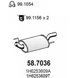 Asso Endschalld&auml;mpfer 58.7036 f&uuml;r VW AUDI 1H6253609G 1H6253609AD 1H6253609T