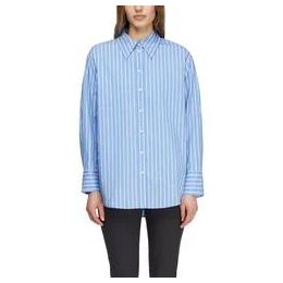 Langarmbluse comma, Damen, Gr. 44, blau stripes, Web, Obermaterial: 69% Baumwolle, 26% Polyamid, 5% Elasthan, gestreift, l&auml;ssig geschnitten Po-bedeckend, Rundhals, 2-Knopf-Manschette, Blusen, im Streifen-Design