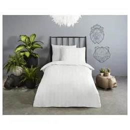 Babybettw&auml;sche Descanso "Hotel Sevilla", wei&szlig;, B/L: 120cm x 150cm, 1 Stk., 1 Stk., Satin, B/L: 70cm x 60cm, 2, Satin, Obermaterial: 100% Baumwolle, Bettw&auml;sche, Satin, Rei&szlig;verschluss, Wende, Luxe, Streifen, uni