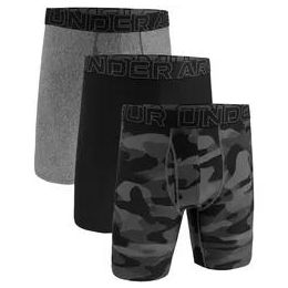 Boxershorts Under Armour "Boxershort UA PERFORMANCE TECH - PRINT 9 IN 3PK 3er Pack", Herren, Gr. XXL, bunt (schwarz, grau), Obermaterial: 90% Polyester Pol. recyc.. 10% Elasthan EL., Unterhosen