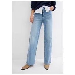 Weite Jeans bonprix, Damen, Gr. 36, K-Gr, eisblau denim used (l&auml;nge: kurz), Denim/Jeans, Obermaterial: 99% Baumwolle, 1% Elasthan, loose fit, Jeans, Loose Fit, High Waist, mit Elasthan, aus leichter Baumwolle
