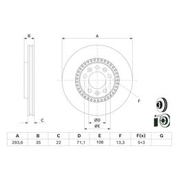 Bosch Bremsscheibe 0 986 479 E32 hinten rechts links bel&uuml;ftet 294mm f&uuml;r PEUGEOT TOYOTA CITRO&Euml;N VAUXHALL OPEL 1616394580 SU001A6135