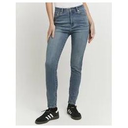 High-waist-Jeans Tally Weijl "SPADESMART2", Damen, Gr. 34, N-Gr, denim blau, ehdb2, Denim/Jeans, Obermaterial: 99% Baumwolle, 1% Elasthan, Abriebeffekte, skinny fit lang, Jeans High-Waist-Jeans, mit engem Beinverlauf und hoher Leibh&ouml;he