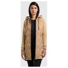 Steppmantel Khujo "NORA", Damen, Gr. L, schwarz camel, Web, 100% Nylon, unifarben, regular fit, Raglan&auml;rmel Rippb&uuml;ndchen, M&auml;ntel Steppmantel