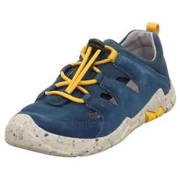 Slip-On Sneaker Superfit "TRACE WMS: mittel", M&auml;dchen, Gr. 29, dunkelblau, gelb, Polyester, Veloursleder, Schuhe, Sandale, mit Schnellverschluss, Gr&ouml;&szlig;enschablone zum Download