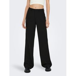 Anzughose Only "ONLBERRY LIFE HW WIDE PANT TLR NOOS", Damen, Gr. 42 (XL), N-Gr, schwarz, Twill, Obermaterial: 87% Polyester, 13% Elasthan, unifarben, lang, Hosen Anzughose, mit Stretch