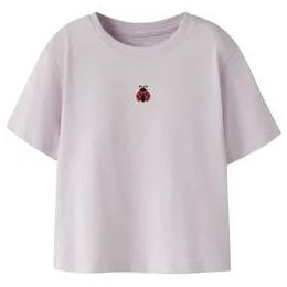 T-Shirt name it "NMFVICTORIA SS NREG TOP", M&auml;dchen, Gr. 92, lavender fog detail:ladybug embroidery, Jersey, Obermaterial: 100% Baumwolle, unifarben, Basic normal, Rundhals, Shirts T-Shirt