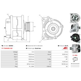 AS-PL Generator A6590S 12V 210A f&uuml;r BMW 12317646815 7646814-05 12317646814