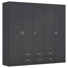 Dreht&uuml;renschrank Rauch "Kleiderschrank Garderobe GAMMA Breiten 91/136/181/226/271/315/360 cm", graumetallic, griffe alu, B:226cm H:210cm T:54cm, Holzwerkstoff, Schr&auml;nke, Dreht&uuml;renschrank, mit Schubladen, verschiedene Griff-Varianten TOPSELLER MADE IN GERMANY