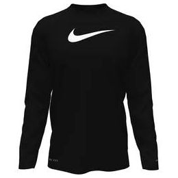 T-Shirt Nike "LONG SLEEVE HYDROGUA", M&auml;dchen, Gr. L, schwarz, Jersey, Obermaterial: 100% Polyester, normal, Rundhals, Shirts T-Shirt, f&uuml;r Kinder, sportlicher Stil, Kurzarm, mit Dri-FIT-Technologie