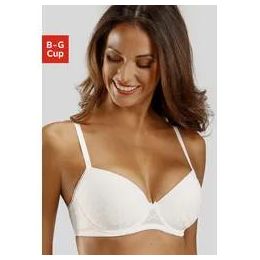 Schalen-BH Lascana "Chiara", Damen, Gr. 75, Cup G, beige (cream), Spitze, Obermaterial: 85% Polyamid (TACTEL), 15% Elasthan (LYCRA), BHs Schalen-BH, mit graphischem Netz-Muster, Dessous &ndash; ideal f&uuml;r gro&szlig;e Gr&ouml;&szlig;en