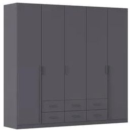 Dreht&uuml;renschrank Rauch "Kleiderschrank Garderobe GAMMA Breiten 91/136/181/226/271/315/360 cm", graumetallic, griffstangen graumetallic, B:226cm H:210cm T:54cm, Holzwerkstoff, Schr&auml;nke, Dreht&uuml;renschrank, mit Schubladen, verschiedene Griff-Varianten TOPSELLER MADE IN GERMANY
