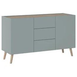 Sideboard Home Affaire "Scandi", platin grau, jackson hickory, B:119,8cm H:71,8cm T:41,8cm, Holzwerkstoff, Sideboards, Sideboard, Breite 120 cm