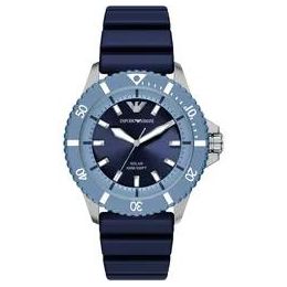 Solaruhr Emporio Armani "WORLD EXPLORER", blau, schwarz, Armbanduhren, Herren, Armbanduhr, Herrenuhr, Silikonarmband, analog