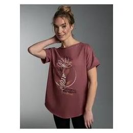 T-Shirt TRIGEMA "TRIGEMA T Shirt mit Printmotiv "Natural Elements", Damen, Gr. 3XL, mahagoni, Single Jersey, 100% Baumwolle, Rundhals, Shirts T-Shirt