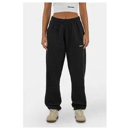 Sweathose Pegador "Villa High Waisted Sweat Pants", Damen, Gr. M, N-Gr, schwarz, wei&szlig;, Sweatware, Obermaterial: 80% Baumwolle, 20% Polyester, unifarben, regular fit lang, Hosen Sweathose, Baumwollmischung, regular fit
