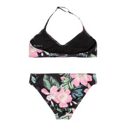 Triangel-Bikini Roxy "Shadow Floral Brasic", Kinder, Gr. 16(165-172cm), Cup B, schwarz, Obermaterial: 18% Elasthan, 82% Microfaser;, Bikini-Sets Triangel-Bikini