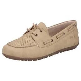 Bootsschuh Rieker, Damen, Gr. 37, beige, Lederimitat, unifarben, Schuhe Bootsschuh, Mokassin, Schn&uuml;rschuh, Halbschuh mit weicher Innensohle