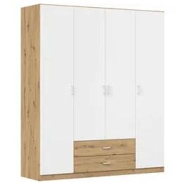 Dreht&uuml;renschrank Rauch "Kleiderschrank Garderobe GAMMA Breiten 91/136/181/226/271/315/360 cm", eiche artisan, alpinwei&szlig;, griffe alu, B:181cm H:210cm T:54cm, Holzwerkstoff, Schr&auml;nke, Dreht&uuml;renschrank, mit Schubladen, verschiedene Griff-Varianten TOPSELLER MADE IN GERMANY