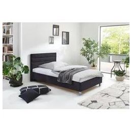 Polsterbett, schwarz, B:130cm L:210cm, Bezug: Microvelours (100% Polyester);Bonnell-Federkern-Matratzenbezug: 100% Polyester;Kaltschaum-Matratzenbezug: Frottee 100% Polyester, Bezug abnehm- und waschbar bis 60C, Westfalia Schlafkomfort, Betten, Polsterbett