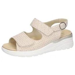 Waldl&auml;ufer Keilsandalette WALDL&Auml;UFER "H-IVY", Damen, Gr. 8 (42), hellbeige, Nubukleder, Flechtoptik, unifarben, Schuhe, Sommerschuh, Klettsandale, Bequemschuh in Komfortweite H (= sehr weit)