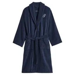 Bademantel Gant "Bademantel EMBROIDERY ROBE 1er Pack" Gr. M, blau (dunkelblau), M, Obermaterial: 100% Baumwolle CO., Hausm&auml;ntel, Bademantel