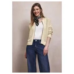 Cardigan STREET ONE STUDIO, Herren, Gr. 42, soft beige, Web, 60% Baumwolle, 40% Polyacryl, unifarben, comfort fit normal, Rundhals, Rippb&uuml;ndchen, Strickjacken, Grobstrick
