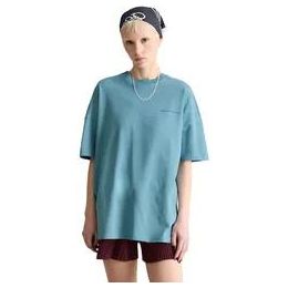 Marc O'Polo T-Shirt MARC O'POLO DENIM "aus Heavy Jersey", Damen, Gr. L, blau dawn, Obermaterial: 100% Baumwolle, unifarben, Basic, oversize, Rundhals, Shirts T-Shirt