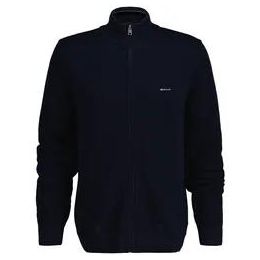 Sweatshirt Gant "Strickjacke COTTON PIQUE HALF ZIP CARDIGAN", Herren, Gr. L, blau, Obermaterial: 100% Baumwolle CO., Sweatshirts Sweatshirt