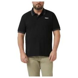 Poloshirt, Herren, Gr. 4XL, schwarz, Jersey, Obermaterial: 95% Baumwolle, 5% Elasthan, s.Oliver MEN BIG SIZES, unifarben, regular fit normal, ohne Ausschnitt, kontrastfarben, Shirts, mit Logo Print